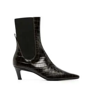 TOTEME TOTEME Croc Effect Leather Boots Brown