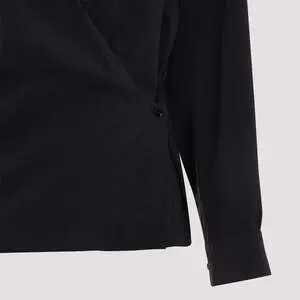 LEMAIRE Twisted Draped Silk Shirt - Black