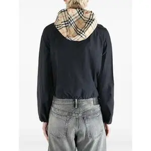 Burberry Cropped Zip-up Jacket With Check Hood