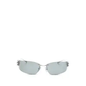 Balenciaga Tone Rimless Logo Detail Sunglasses - Silver