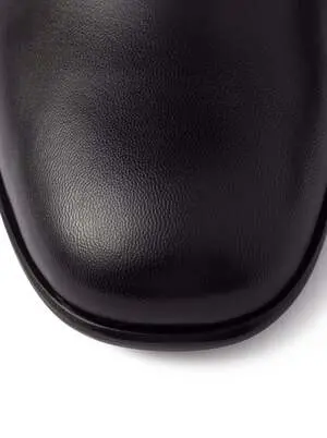 Prada Leather Ankle Boots With Elastic Side And Drawstring - Black