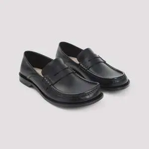 Loewe Campo Flap Back Loafers In Calfskin - Black