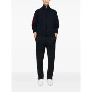 Gucci Zip-up High Neck Cardigan With Striped Sleeves