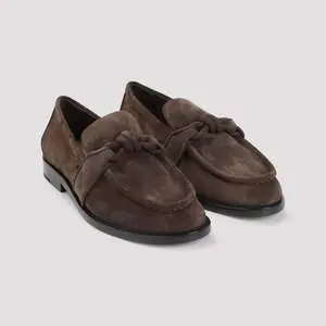 Bottega Veneta Suede Calf Leather Loafers With Knot Detail - Brown