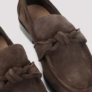 Bottega Veneta Suede Calf Leather Loafers With Knot Detail - Brown