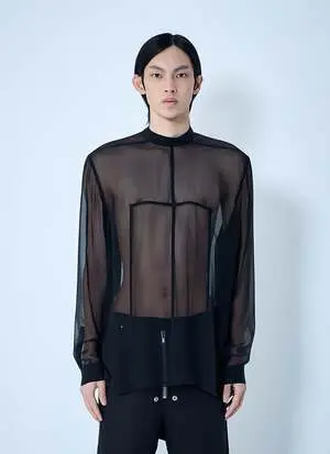Rick Owens Sheer Panel Silk Shirt - Black