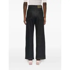 Max Mara High-waisted Wide-leg Trousers With Contrast Stitching