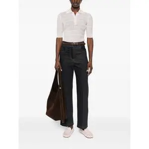 Max Mara High-waisted Wide-leg Trousers With Contrast Stitching