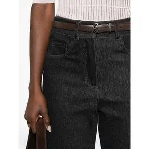 Max Mara High-waisted Wide-leg Trousers With Contrast Stitching