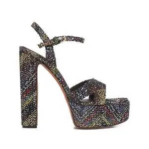 Missoni Platform Stiletto Sandals With Ankle Strap - Black