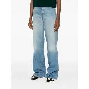 Gucci Denim Flared Jeans With Horsebit Detail - Blue