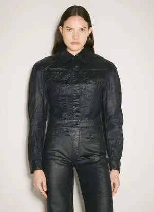 MUGLER Waxed Denim Jacket - Black