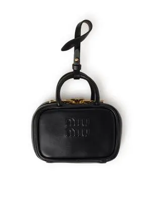 Miu Miu Leather Trick With Embossed Logo - Black
