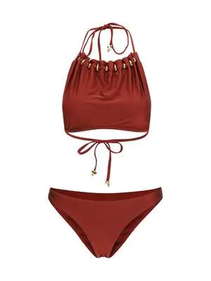 Zimmermann Aster Bikini Two Piece, Halterneck, High Rise - Red