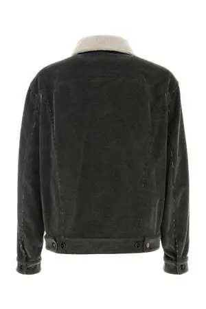 Fendi Dark Grey Velvet Jacket With Fur Trim