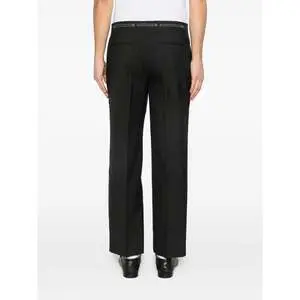 Gucci Grey Wool Logo Waistband Trousers