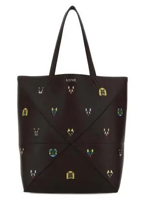 Loewe Chocolate Leather Puzzle Fold Large Shopping Bag - Brown