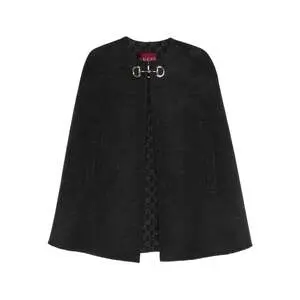 Gucci Wool Cape With Horsebit Closure - Gray