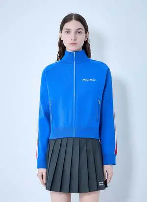 Miu Miu Technical Yarn High-neck Zip Jacket - Blue