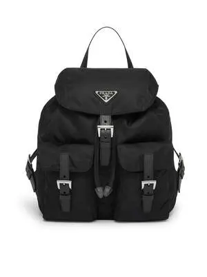 Prada Small Backpack In Re-nylon With Saffiano Details - Black
