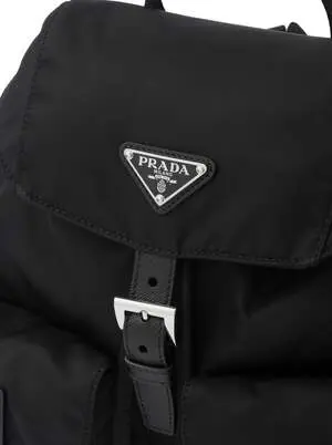 Prada Small Backpack In Re-nylon With Saffiano Details - Black