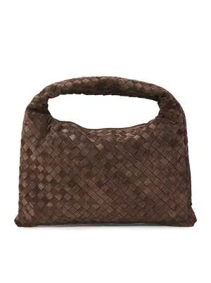 Bottega Veneta Suede Woven Top Handle Bag - Brown