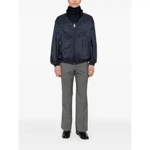 Prada Zip-up Bomber Jacket With Logo Plaque - Black