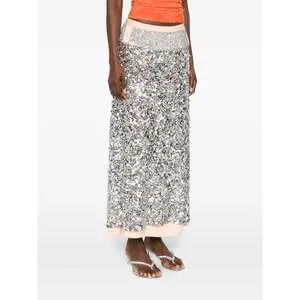Rabanne Tone Sequin Embellished Straight Skirt With Side Slit