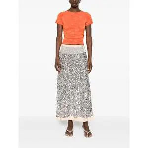 Rabanne Tone Sequin Embellished Straight Skirt With Side Slit