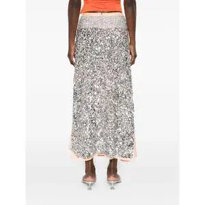 Rabanne Tone Sequin Embellished Straight Skirt With Side Slit