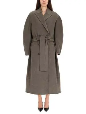Jacquemus Curvios Trench Coat In Virgin Wool - Gray