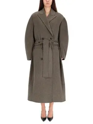 Jacquemus Curvios Trench Coat In Virgin Wool - Gray