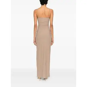 Christopher Esber Beige Ruched Sleeveless Midi Dress
