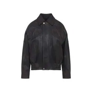 GOLDEN GOOSE GOLDEN GOOSE Embroidered Leather Jacket Black