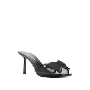 Prada Bow Detail Stiletto Heel Open Toe Mules