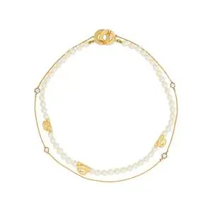 FERRAGAMO Tone Logo Pendant Necklace With Pearls