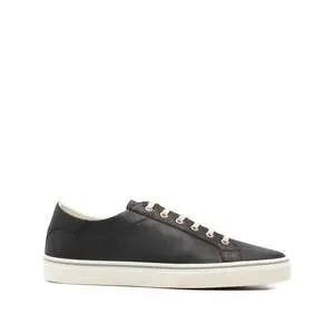 Brunello Cucinelli Low-top Sneakers With Metallic Eyelets And Stripe Detail - Black