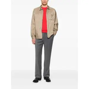 Prada Patch Pocket Logo Plaque Shirt Jacket - Cream