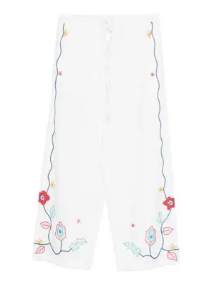 FORTE_FORTE Embroidered Cotton Cropped Trousers - Multicolor
