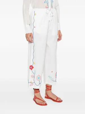 FORTE_FORTE Embroidered Cotton Cropped Trousers