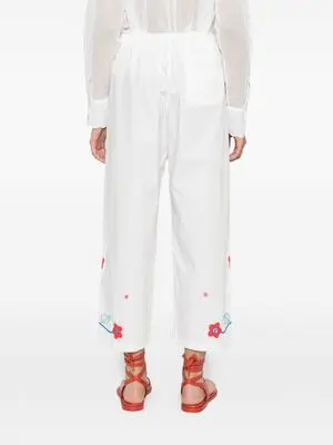 FORTE_FORTE Embroidered Cotton Cropped Trousers