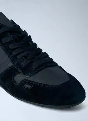 Rick Owens Suede And Nylon Paneled Low-top Sneakers