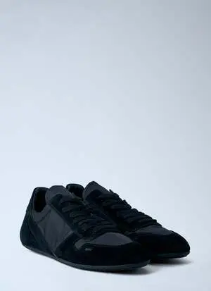 Rick Owens Suede And Nylon Paneled Low-top Sneakers