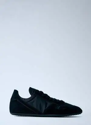 Rick Owens Suede And Nylon Paneled Low-top Sneakers - Black