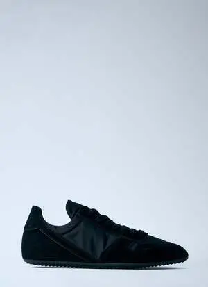 Rick Owens Suede And Nylon Paneled Low-top Sneakers - Black