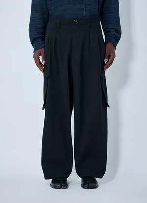 Yohji Yamamoto Wide-leg Cargo Trousers - Black