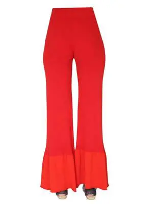 Stella McCartney Ribbed Knit Flared Trousers - Red
