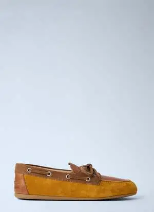 Miu Miu Suede And Leather Boat Shoes - Brown