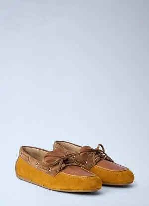 Miu Miu Suede And Leather Boat Shoes - Brown