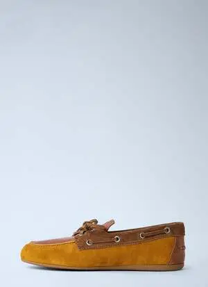 Miu Miu Suede And Leather Boat Shoes - Brown
